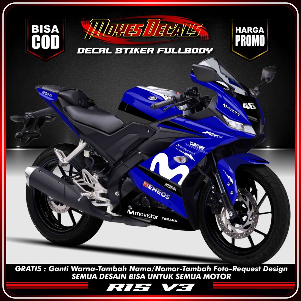Jual Decal R15 V3 Motif Decal r15 V3 Movistar Racing | Shopee Indonesia