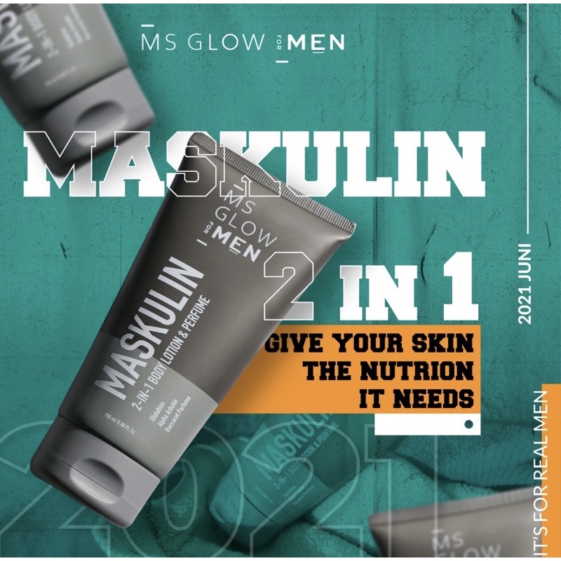 Jual maskulin ms glow men 2in1 parfume and body lotion / maskulin ms ...