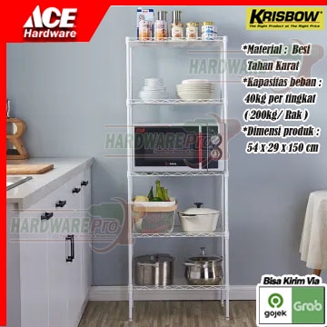 Jual Rak Buku Rak Susun Rak Dapur Rak Besi 5 Tingkat Max 200kg Krisbow ...