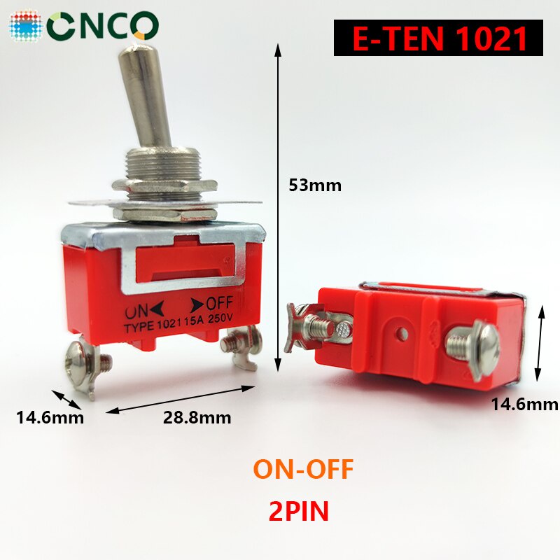 Jual E-TEN 1021 ON OFF Toggle Switch Saklar Tuas 12mm SPST 2 Pin 15A ...