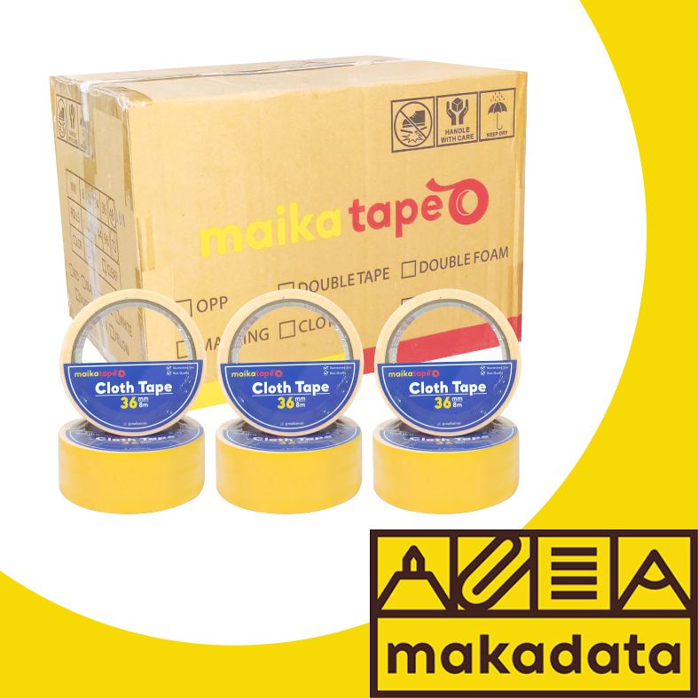 Jual LAKBAN LINEN / CLOTH TAPE KUNING MAIKATAPE 36MM (1BOX) MURAH ...