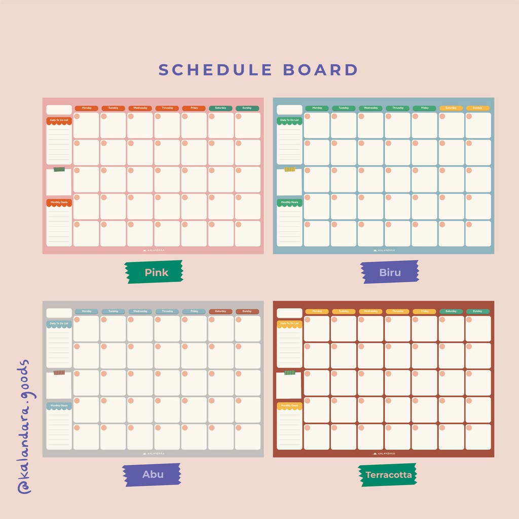 Jual wall schedule board ukuran A2 wipe and clean gratis spidol ...