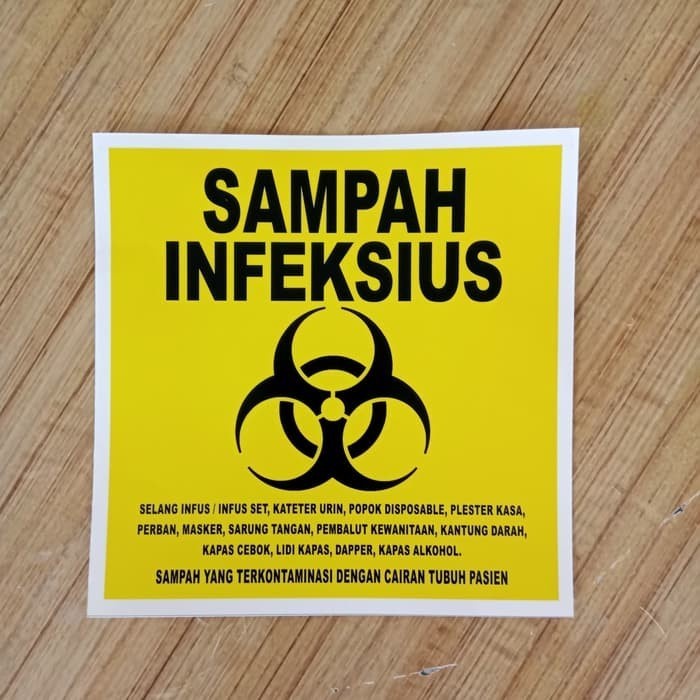 Jual stiker sampah infeksius / sign stiker sampah b3 - Kuning - 10 x 10 ...