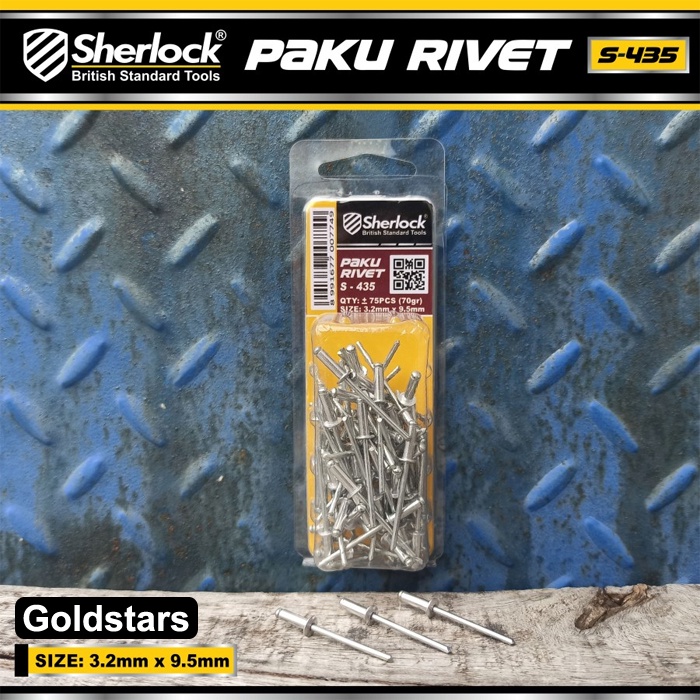 Jual Paku Rivet Sherlock S - 435 size 3,2 mm x 9,5 mm (isi +/- 75 pcs ...