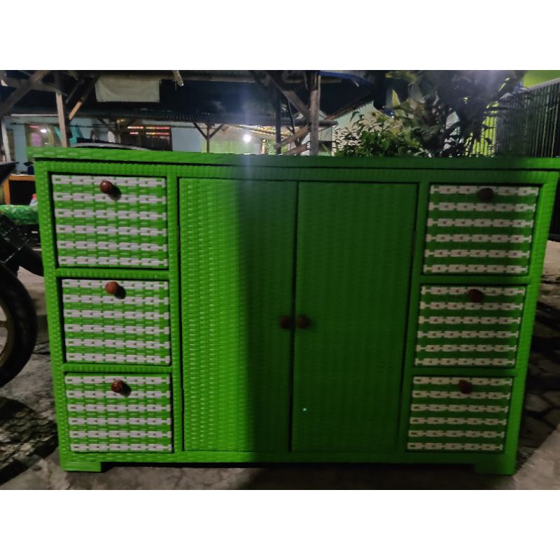 Jual ENS RATTAN - LEMARI RATTAN SINTETIS UKURAN RAK 9 FULL ANYAM PLUS ...