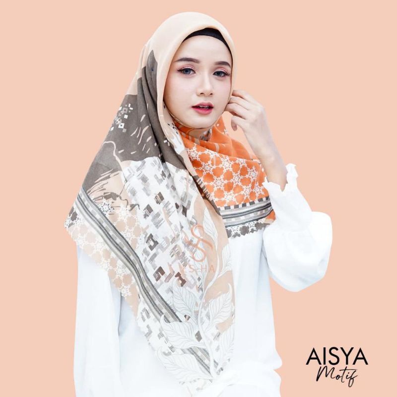 Jual Hijab Denay Motif AISYA Segi Empat Voal Premium Square Lasercut | Shopee Indonesia
