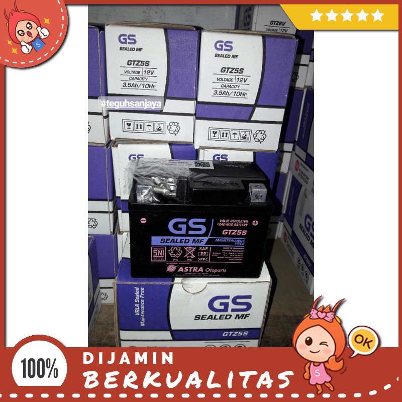 Jual Accu / Akik Gtz5S ( Motor Honda / Yamaha ) Asli Gs Astra Otoparts ...