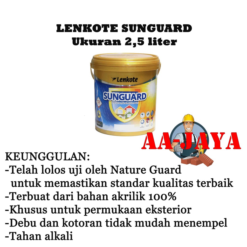 Jual Lenkote Sunguard / Cat Tembok Exterior Ukuran 2,5 liter PUTIH ...