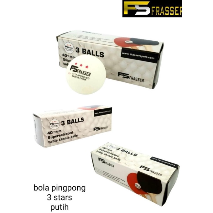 Jual bola pingpong tenis meja frasser kotak 3 bintang putih | Shopee Indonesia