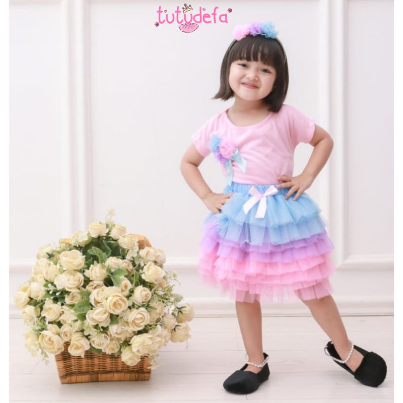 Jual TUTUDEFA Set Rok Tutu Anak Gotik Rainbow / rok tile balon layer ...