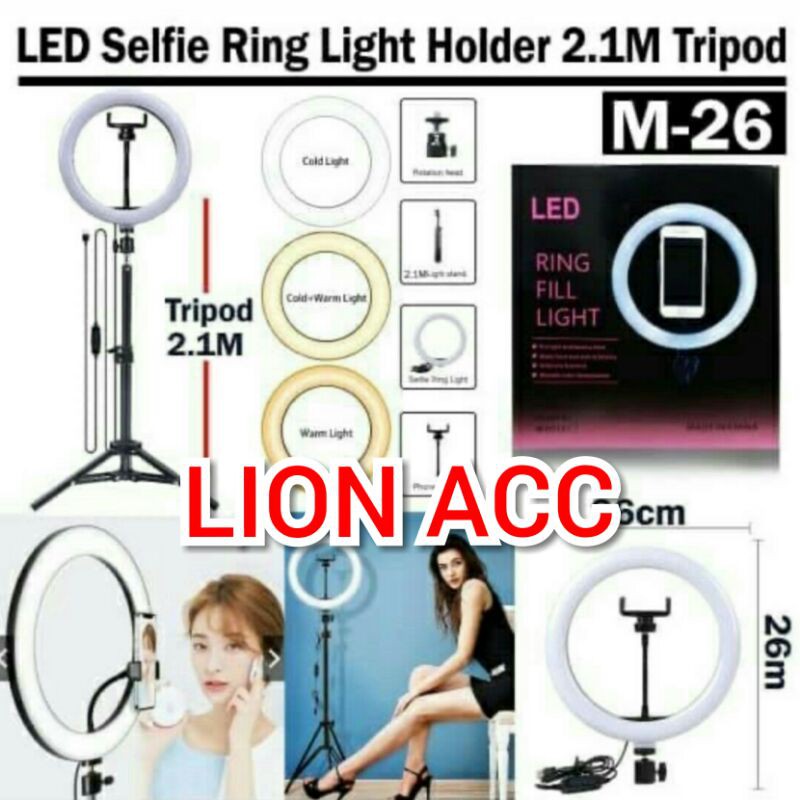 Jual Ring Light 26 CM Light Stand Tripod 2 M Selfie Vlogger Live ...
