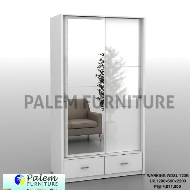 Jual LEMARI PAKAIAN 2 PINTU SLEEDING KACA + LACI PRO DESIGN | Shopee ...