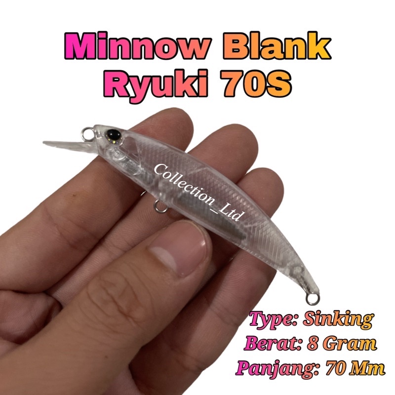 Jual minnow blank ryuki 70s 8gram panjang 70mm sinking | Shopee Indonesia