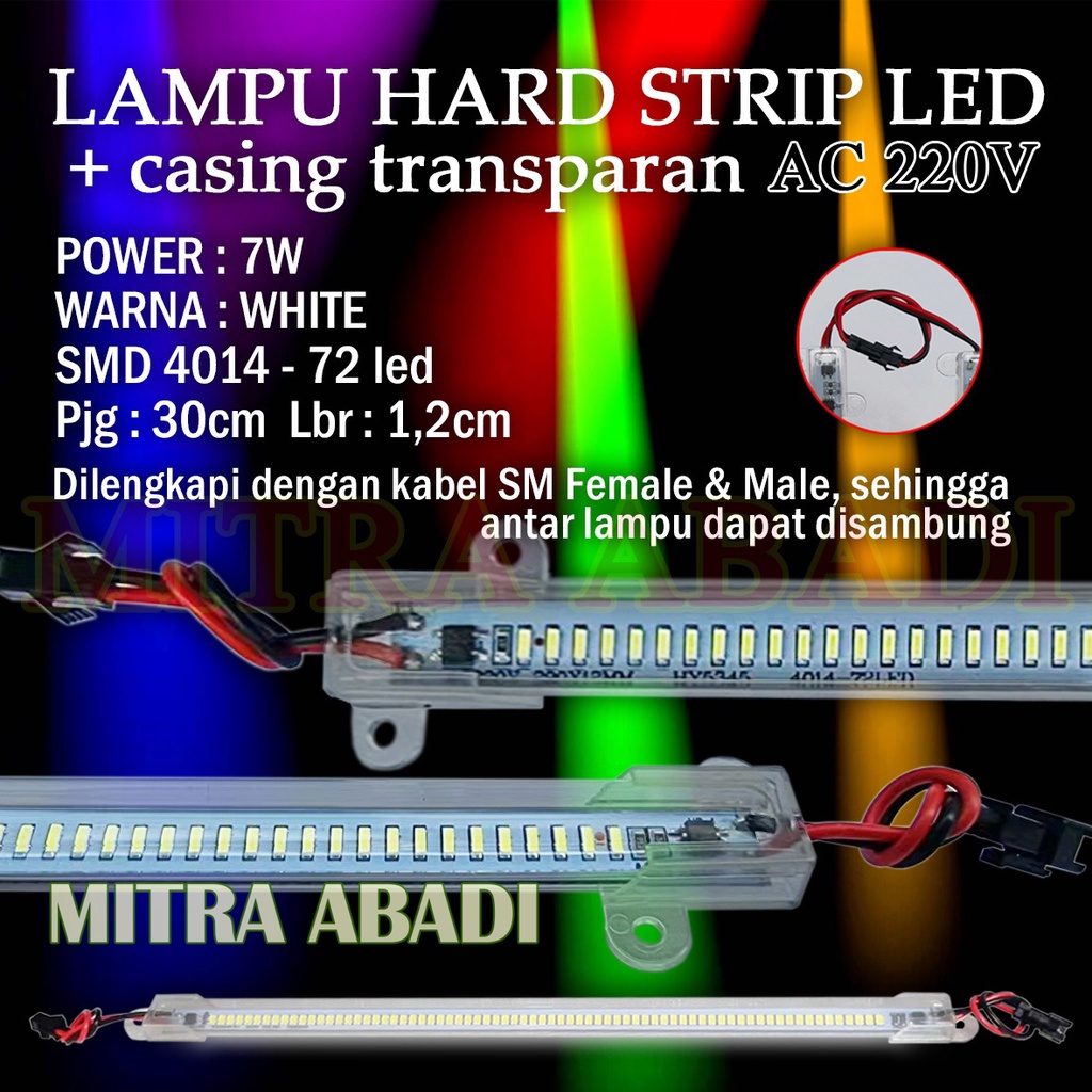 Jual Hard Strip LED SMD 4014 7W Putih 6500K AC 220V + Casing 30 cm ...