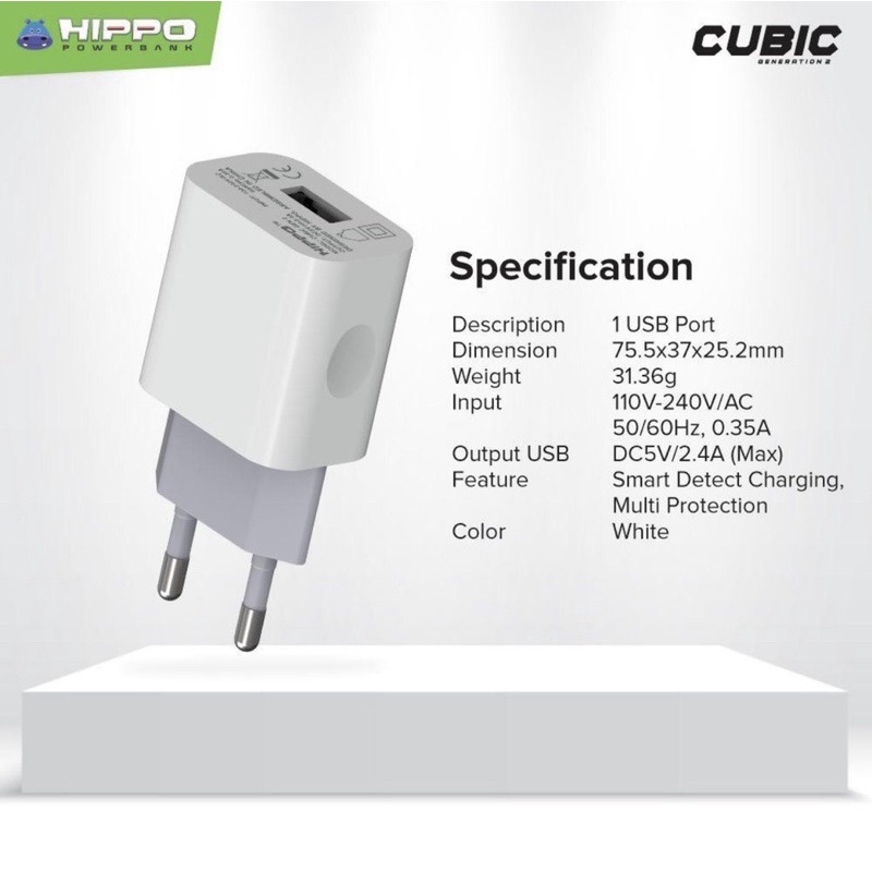 Jual Adaptor Charger Hippo Cubic Gen 2 [Bayar Di Tempat] | Shopee Indonesia