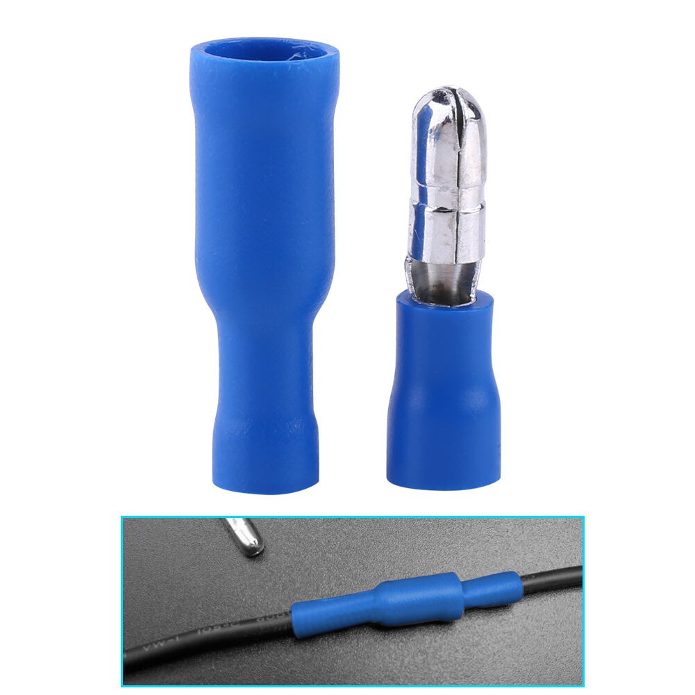 Jual Bullet Blue Biru Insulated Male Female Quick Splice Wire Terminals ...