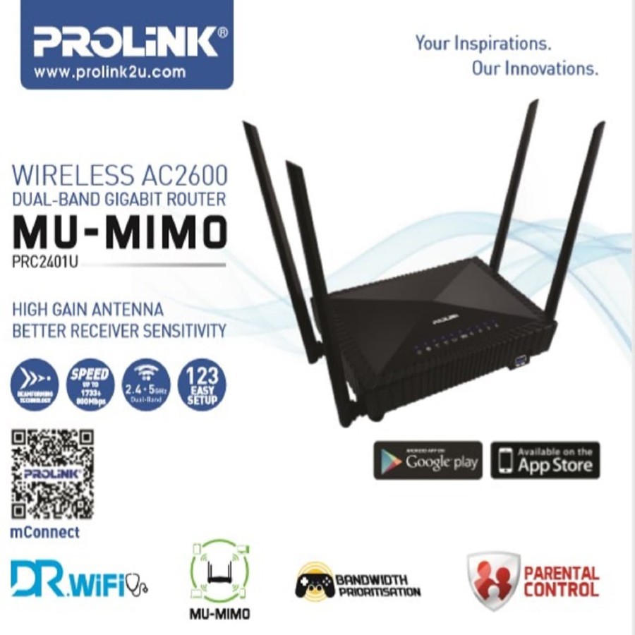 Jual PROLiNK PRC2401U Wireless AC2600 Dual-Band Gigabit Router | Shopee ...