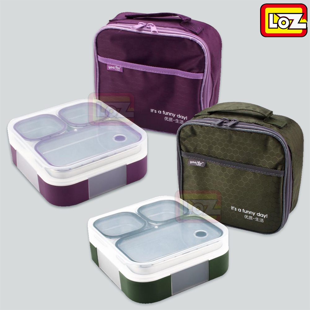 Jual YooYee Lunchbox Stainless Steel YY 635 GREEN PURPLE | Shopee Indonesia