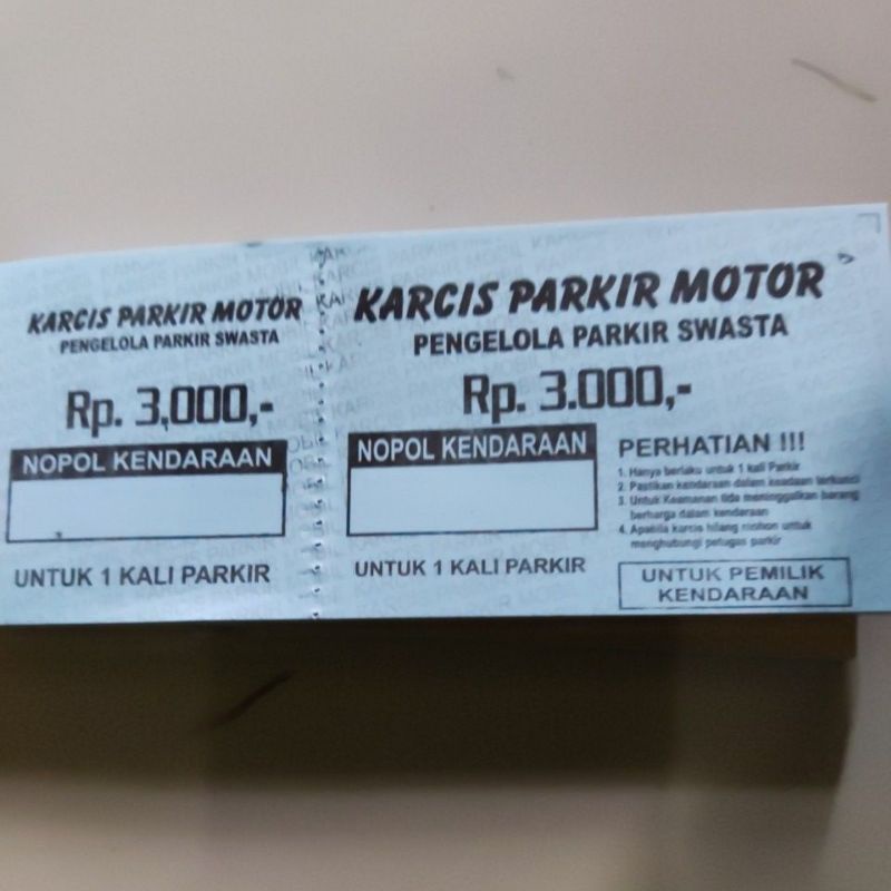 Jual Karcis parkir motor 3ribu | Shopee Indonesia
