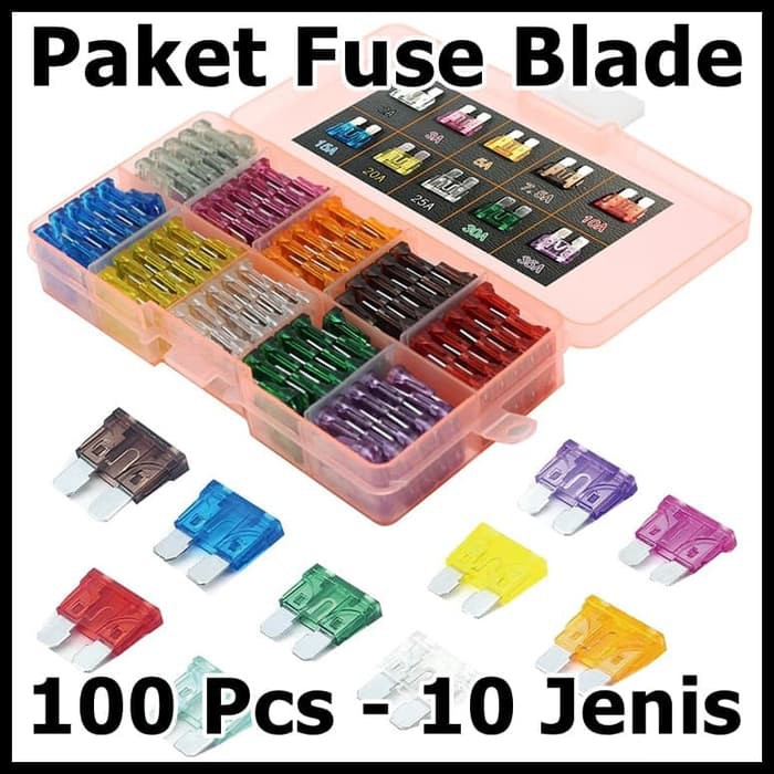 Jual Paket Fuse Blade untuk mobil atau motor 100Pcs 10 Jenis | Shopee ...