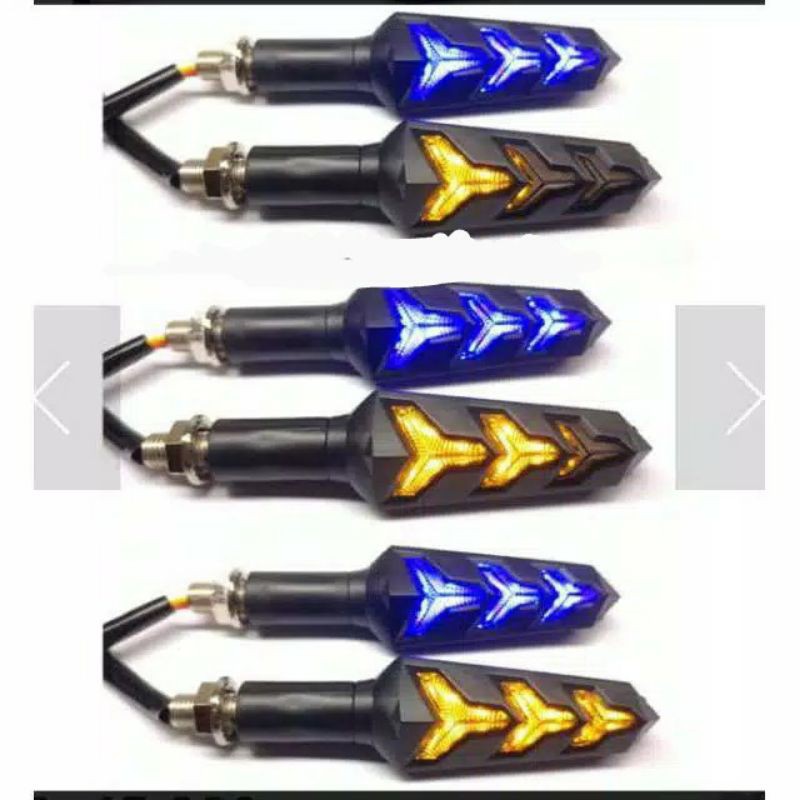 Jual Lampu LED Sen Running sein 2 warna senja Biru seun kuning model panah Universal | Shopee ...