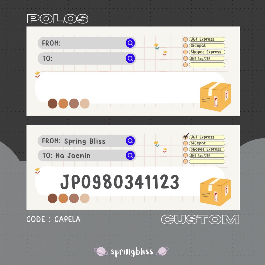 Jual label pengiriman (resi) aesthetic / vintage online shop - olshop ...