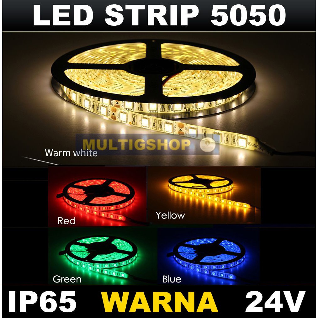 Jual LED STRIP Flexible 5050 IP65 24V Mata Besar | Shopee Indonesia