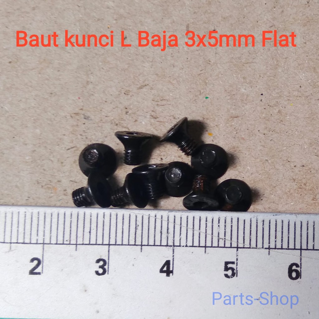 Jual 10pcs Baut Flat M3 5mm Verseng L Baja Hitam kunci 2mm Baud 3x5mm ...