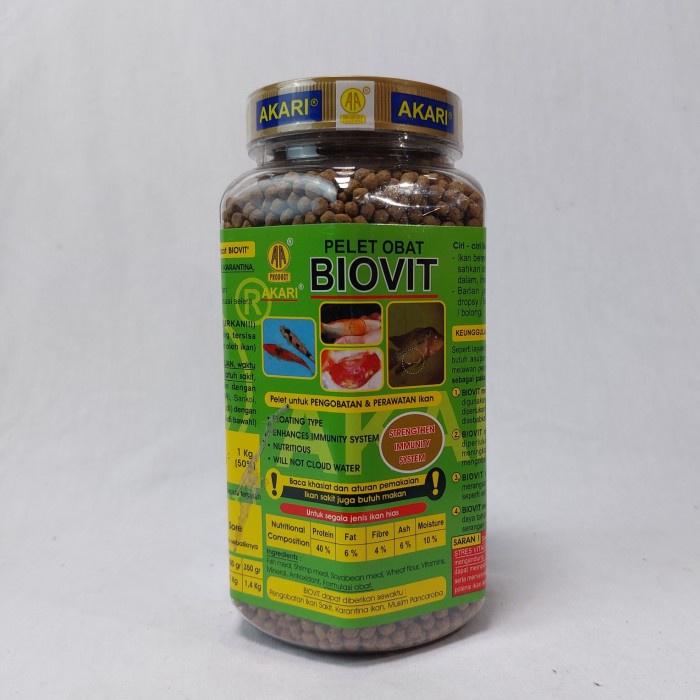 Jual Akari Pelet Obat Biovit Makanan Ikan Pakan Ikan 350 gram 2mm ...