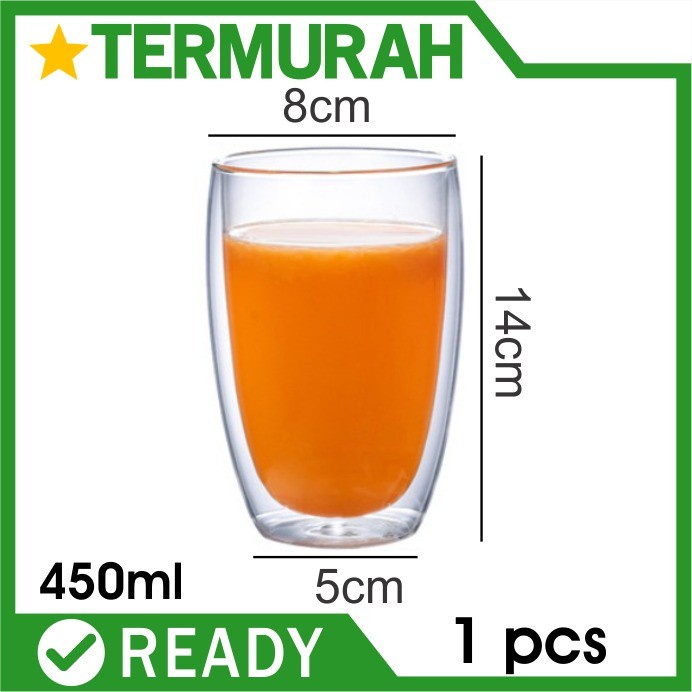 Jual Double Wall Coffee Glass Kaca Gelas Mug Kopi cangkir lilin insulated 2 lapis 2lapis layer ...