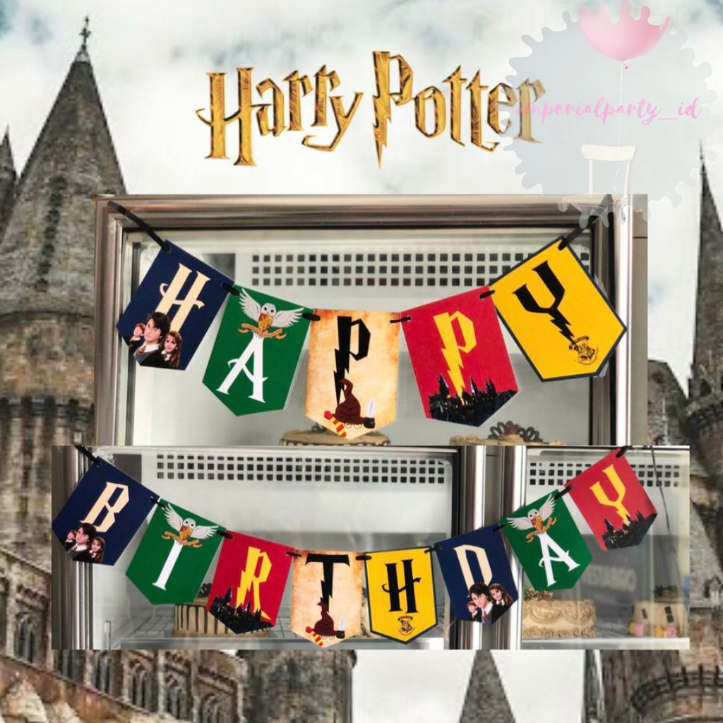 Jual Banner Bunting Flag Happy Birthday HBD Harry Potter Ron Hermione ...