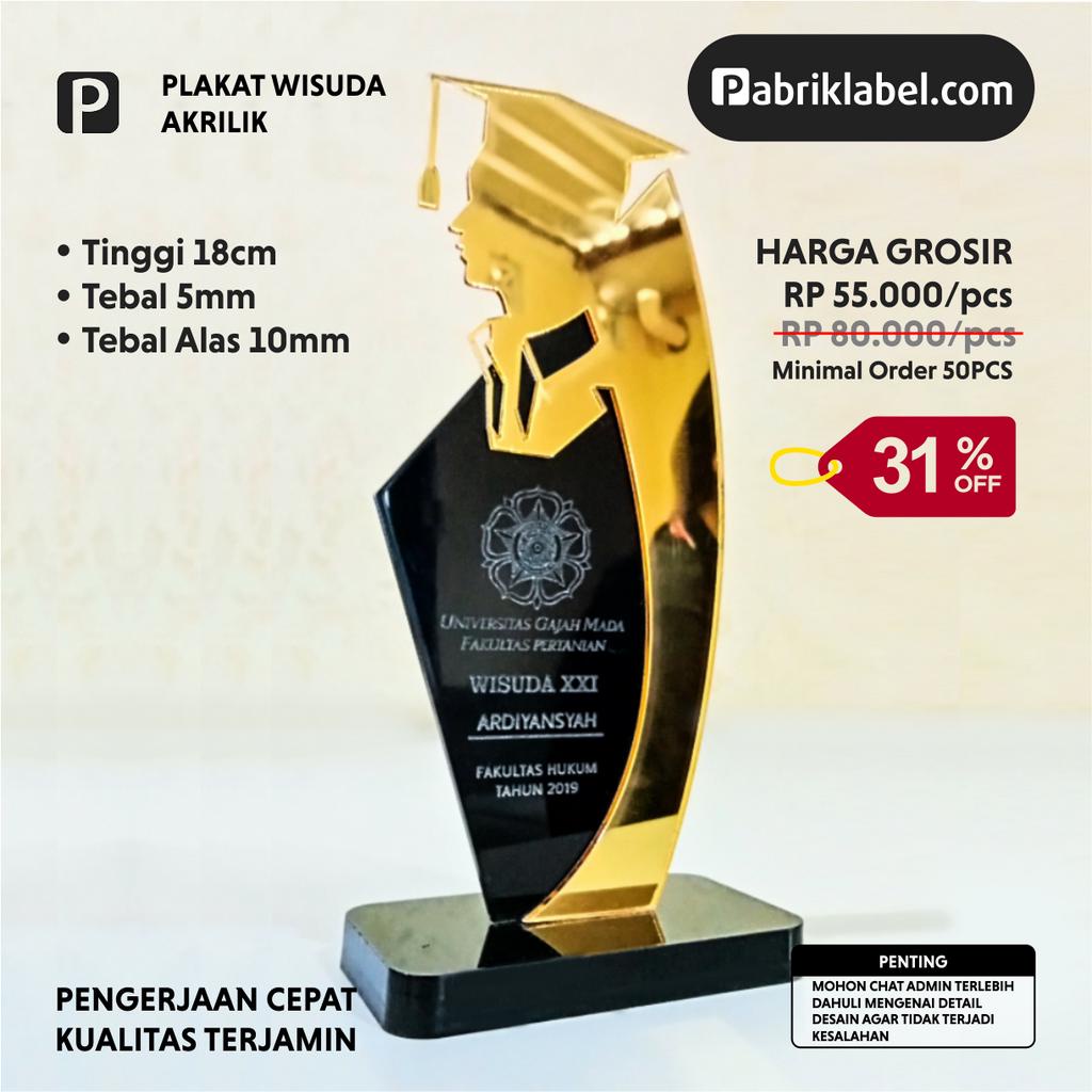Jual Plakat Wisuda Akrilik | Tinggi 18cm Tebal 5mm | Harga grosir | plakat akrilik | piala ...