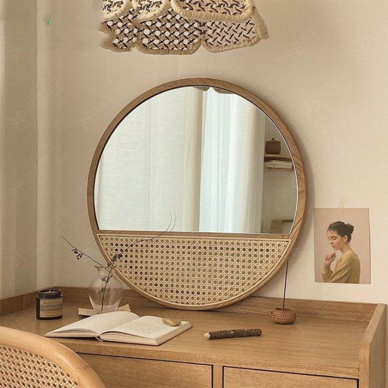 Jual cermin aesthetic bulat oval kayu jati minimalis rotan murah ...