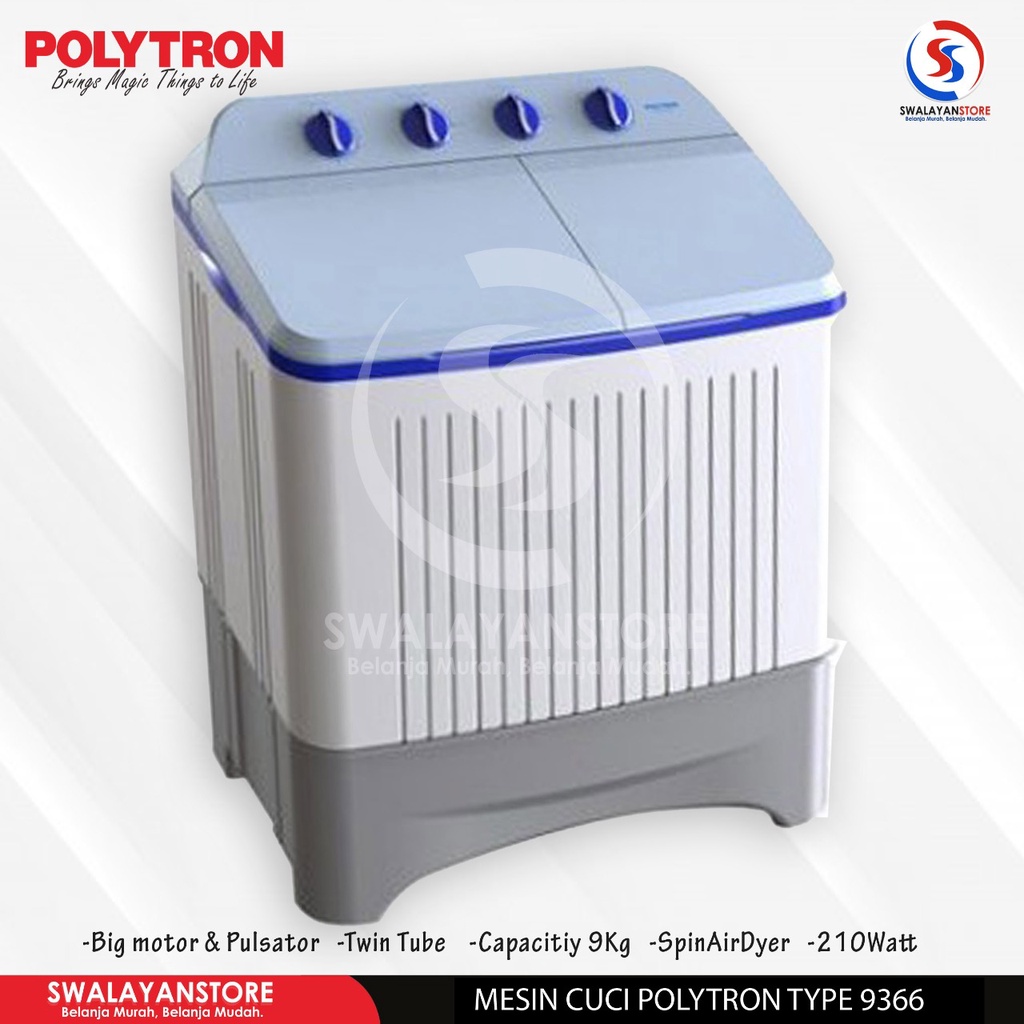 Jual MESIN CUCI POLYTRON PWM 9366 9KG 2 TABUNG PWM 9366/9076 9 KG ...