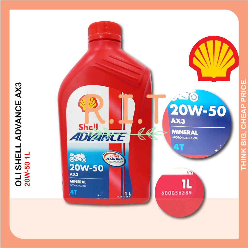 Jual Oli Shell Advance AX3 Premium Mineral 1Liter 20W-50 API SG JASO MA ...