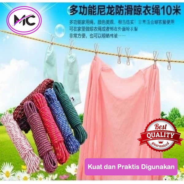 Jual Tali Jemuran Baju 10 Meter Kuat Tambang Nilon Praktis Anti Hujan ...
