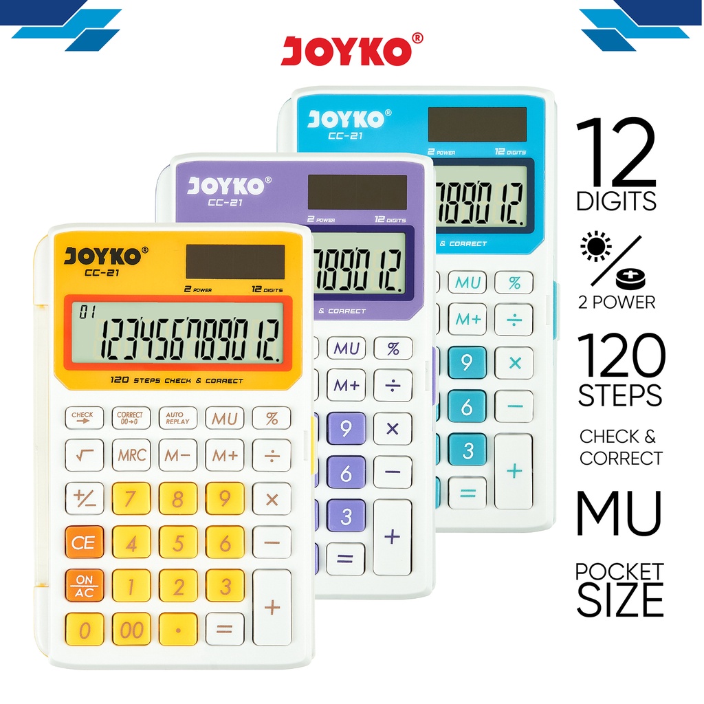Jual JOYKO Calculator Kalkulator CC-21 12 Digits Check & Correct ...