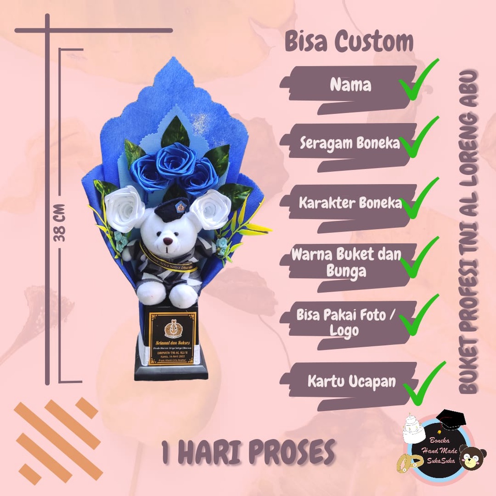 Jual KADO MOMENT PELANTIKAN BUKET BONEKA TNI AL LORENG ABU - TNI AD ...