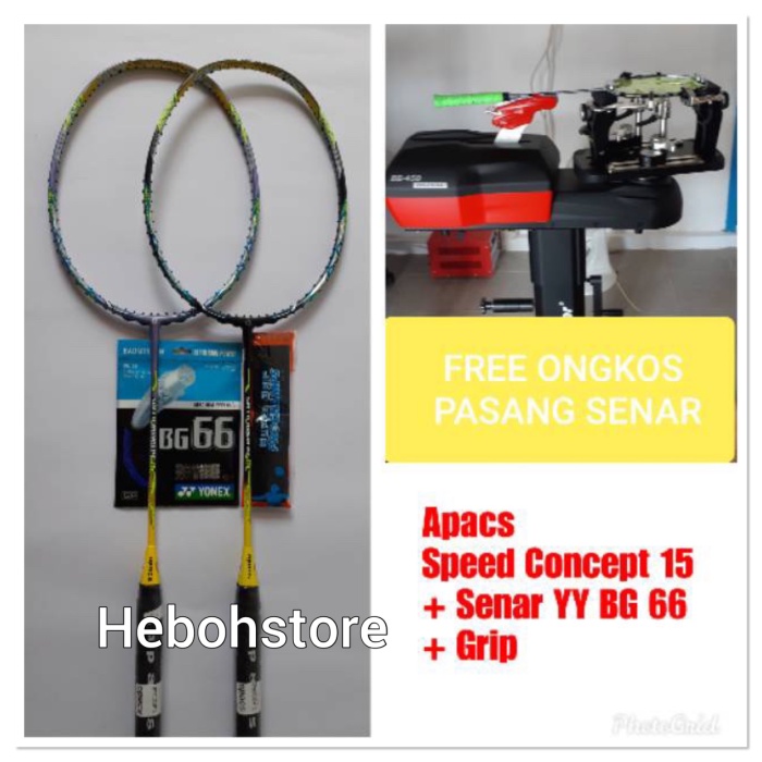 Jual RAKET BADMINTON APAC SPEED CONCEPT 15 +SENAR YONEX BG 66+ GRIP 35 ...