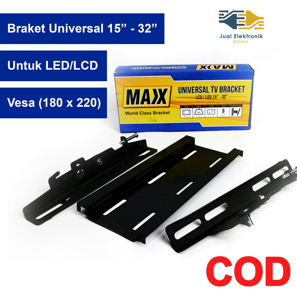 Jual Maxx Braket TV LED 32 Inch Besi Tebal Coating Hitam Fleksibel 15 ...