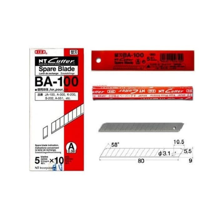 Jual Isi Cuter Refill Cutter Spare Blade NT Kecil BA-100 BA100 | Shopee ...