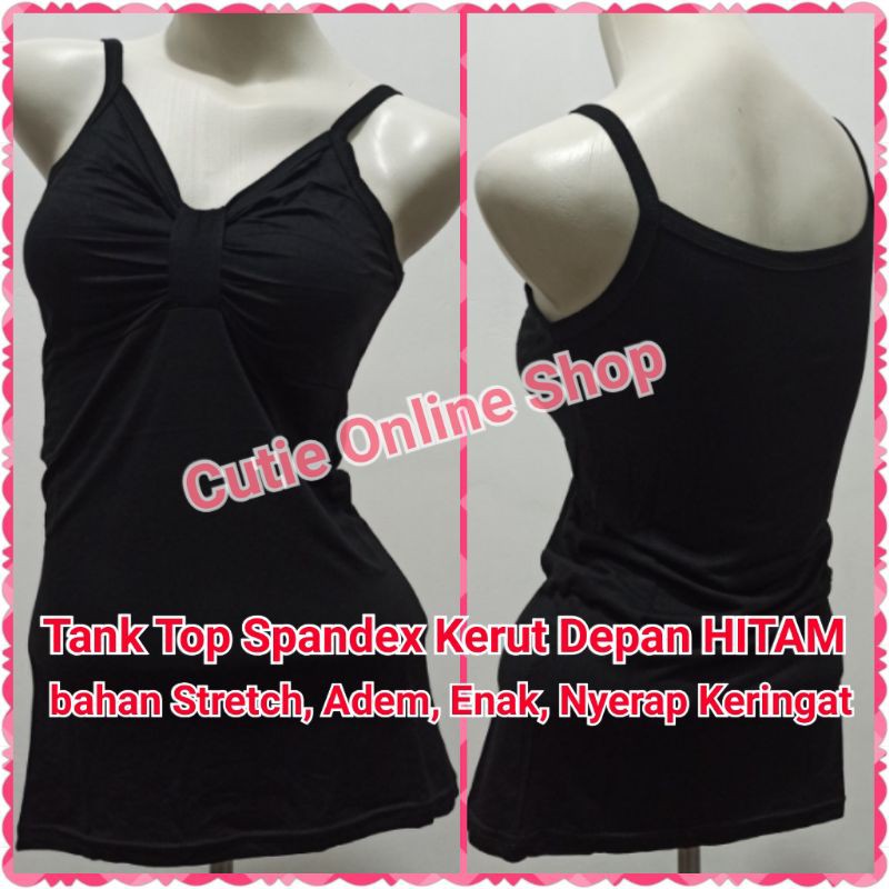 Jual Tank Top Spandex Kerut Depan HITAM | Tengtop Tentop Tangtop Wanita ...