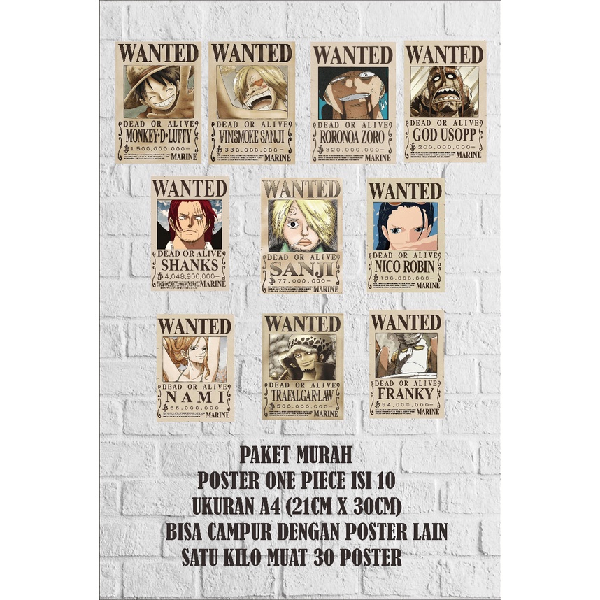 Jual PAKET MURAH POSTER ONE PIECE UKURAN A4 (BISA CUSTOM GAMBAR ...