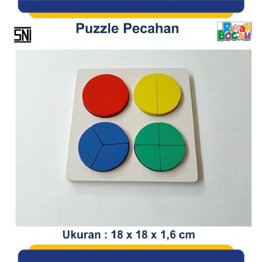 Jual Puzzle Kayu Mengenal Pecahan Balok Susun Mainan Edukasi Edukatif ...