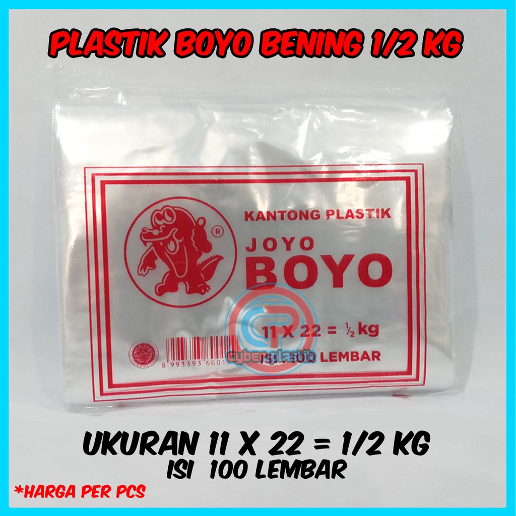 Jual Plastik Boyo 1/2 kg Bening ukuran 11 x 22 isi 100 lembar | Shopee Indonesia