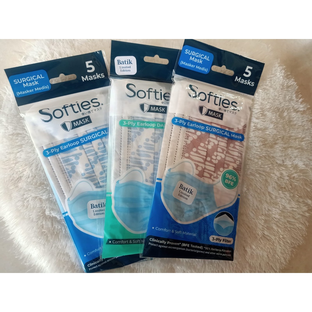 Jual Masker Softies Earloop 3 ply/ harian sachet isi 5 pcs | Shopee ...