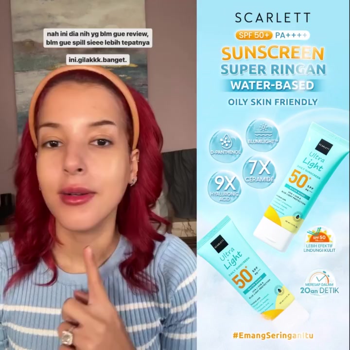 Jual SCARLETT Whitening Ultra Light Daily Sunscreen SPF 50+ PA++++ 50ml BPOM | Shopee Indonesia