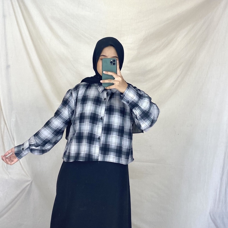 Jual ONE SET CROP (inner gamis+kemeja crop+pasmina) | Shopee Indonesia