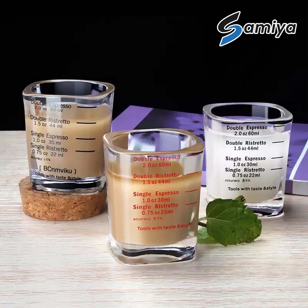Jual double shot square espresso 60ml / seloki gelas takar ukur kopi ...