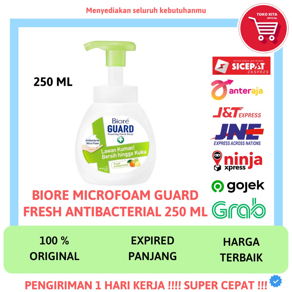Jual BIORE HAND WASH MICROFOAM GUARD FRESH ANTIBACTERIAL PUMP HIJAU 250 ...